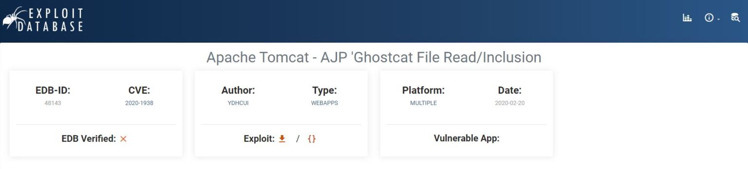 Kev Catalog Ghostcat” Apache Tomcat Improper Privilege Management Vulnerability Cve 2020 1938