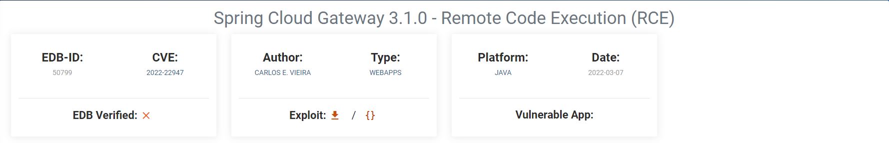 Kev Catalog Vmware Spring Cloud Gateway Code Injection Vulnerability